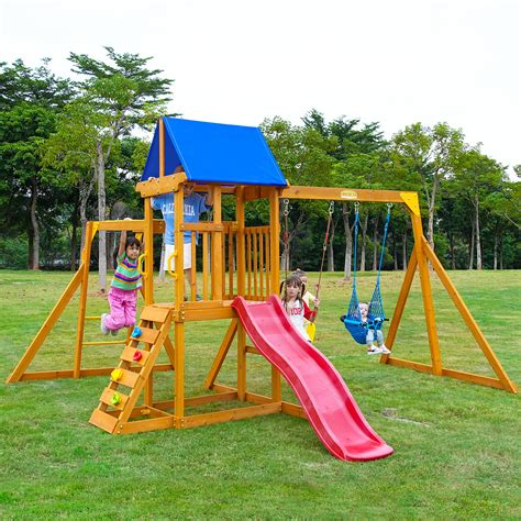 Suniboxi Backyard Swing Set Slide Wall Sandbox Monkey Bar Etc