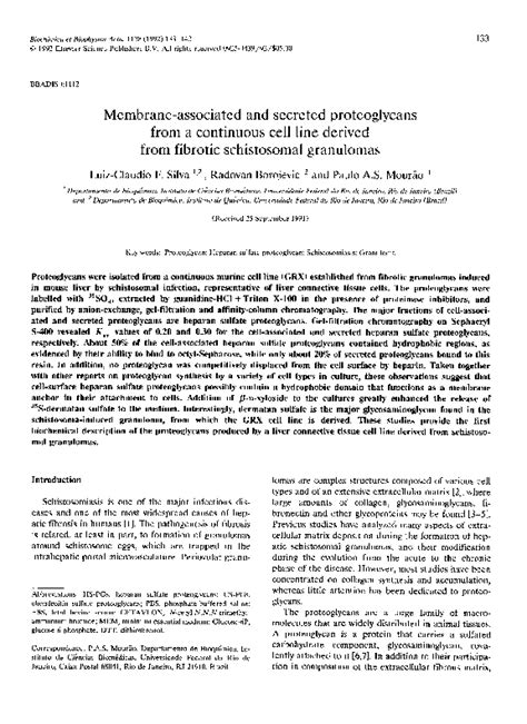 Pdf Membrane Associated And Secreted Proteoglycans From A Continuous