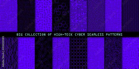 Set Of Seamless Cyber Patterns Circuit Board Texture Digital High