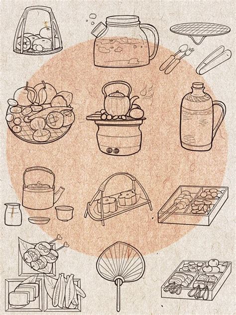 插画｜简笔画｜手帐素材｜围炉煮茶