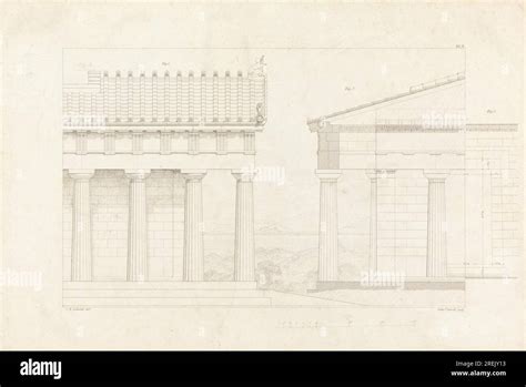 The Temple Of Aphaia At Aegina Elevations By Edmund Turrell Stock