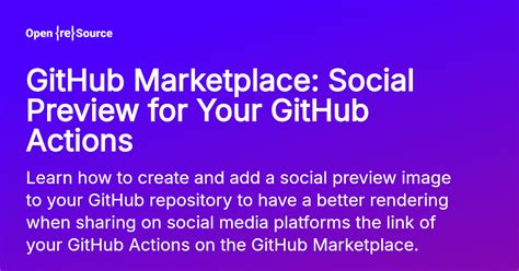 Github Marketplace Social Preview For Your Github Actions Open Re Source