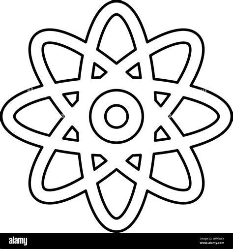 Atom Molecular Sign Contour Outline Icon Black Color Vector Illustration Flat Style Image Stock