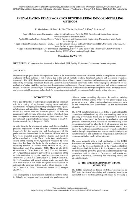 Pdf An Evaluation Framework For Benchmarking Indoor Modelling Methods