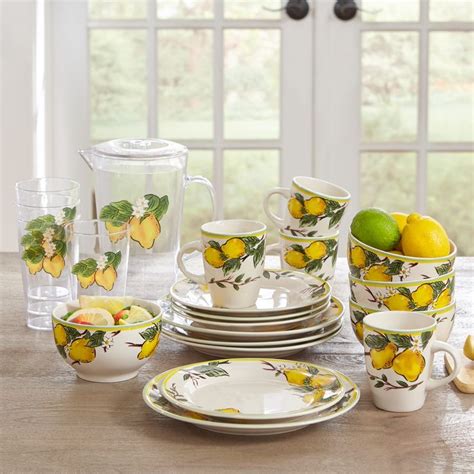 Seasonal 16 Pc Lemon Dinnerware Set Multi Lemon Kitchen Decor Dinnerware Set Lemon Decor