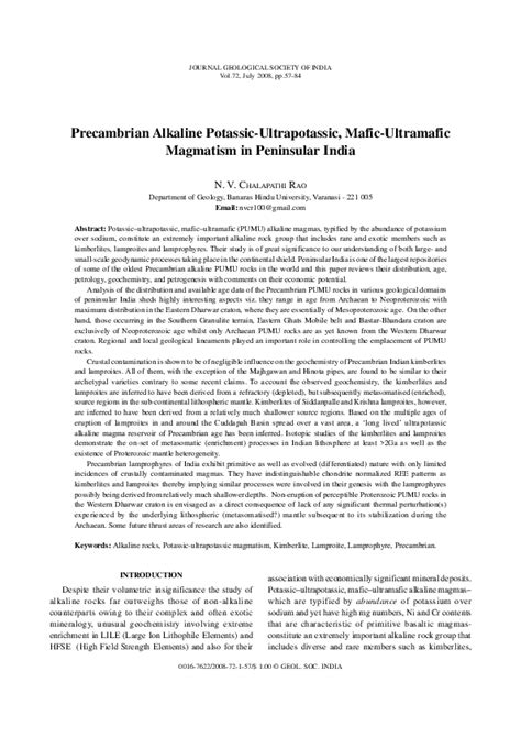 Pdf Precambrian Alkaline Potassic Ultrapotassic Mafic Ultramafic