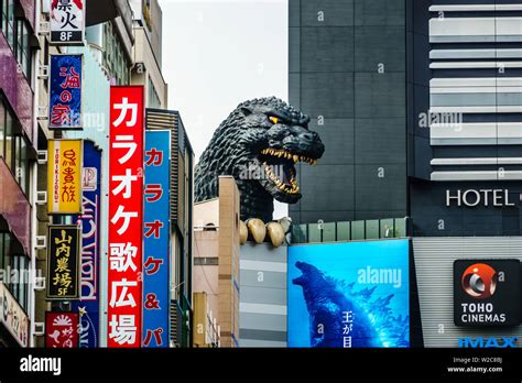 Tokyo Japan May 10 2019 At Godzillas Hometown Of Tokyo A Giant