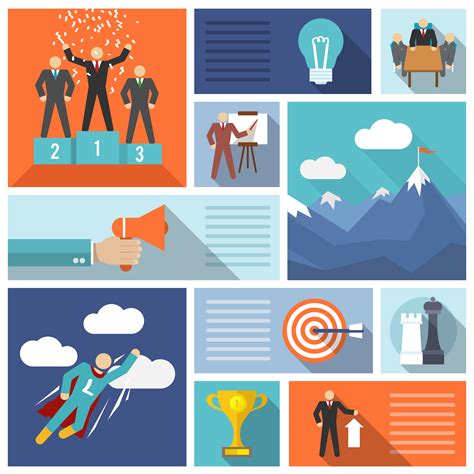 Leadership Icons Flat Set 445116 Vector Art At Vecteezy