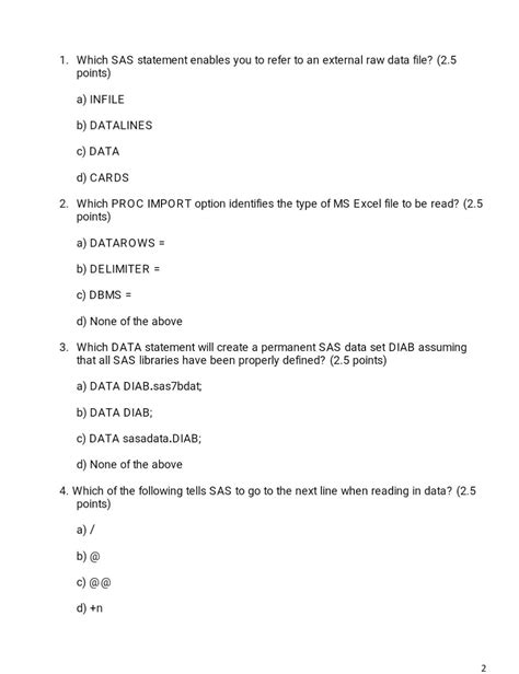 Solved 1 Which Sas Statement Enables You To Refer To An