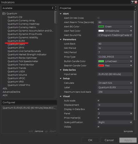 Eurx For Ninjatrader 8 Information And Configuration Quantum Trading Indicators For Ninjatrader