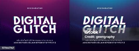 추상 글리치 디지털 알파벳 글꼴 및 번호 타이포그래피 도시 미래 창조적 인 디자인 아날로그 현대 개념 글꼴과 숫자 벡터 일러스트 0명에 대한 스톡 벡터 아트 및 기타 이미지