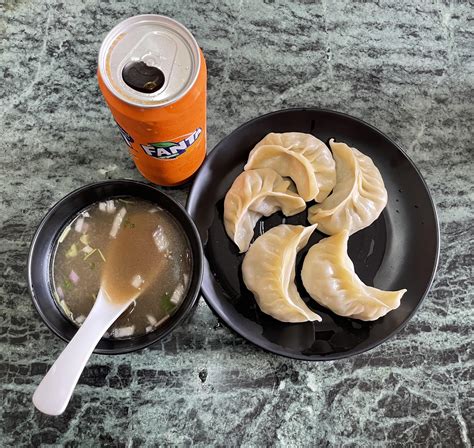 Beef Momo With Vegetable Soup And The Fanta 🧡🤍 R Dumplings