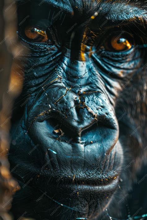 premium photo scene of a gorilla with a fragmented silhouette pieces