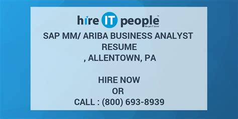 SAP MM Ariba Business Analyst Resume Allentown PA Hire IT People We Get IT Done
