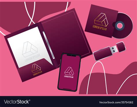 Notebook With Set Elements Mockup Branding Vector Image