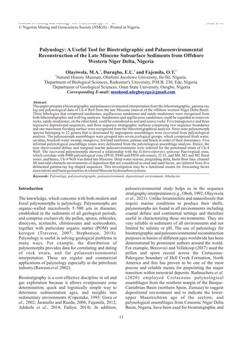 Pdf Palynology A Useful Tool For Biostratigraphic And