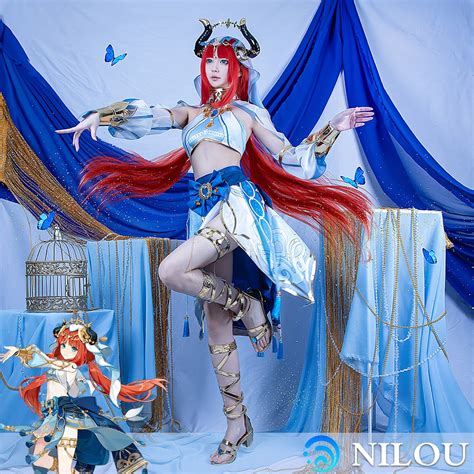 닐루 코스프레 게임 원신 임팩트 의상 닐루 가발 신발 코스프레 할로윈 파티 의상 풀 세트 여성 게임 유니폼