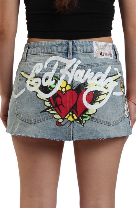 Ed Hardy Lks Skull Denim Mini Skirt Wehd6000 10 Shiekh