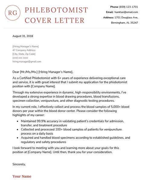 Phlebotomy Cover Letter Examples Phlebotomist Cover Letter Entry Level Phlebotomist Cover Letter