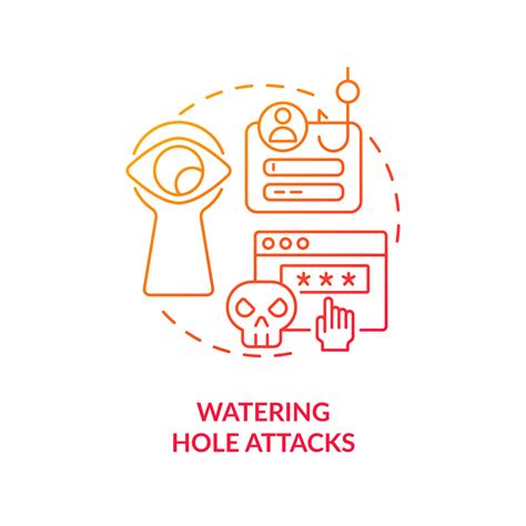 Watering Hole Attacks Red Gradient Concept Icon Cyber Infect Hack Website Spread Digital