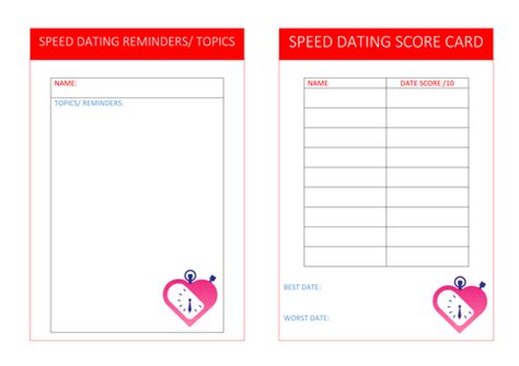 Speed Dating Record Card Teaching Resources