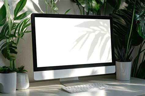 Computer On Desktop Mock Up Premium Ai Generated Image