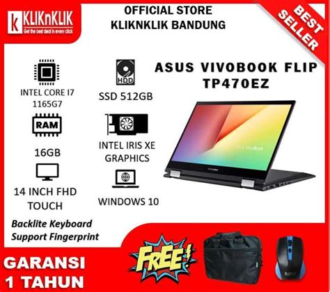 Jual ASUS VIVOBOOK FLIP TP470EZ I7 1165G7 FHD IPS TOUCH WIN10 BLACK NEW STANDART UNIT Di