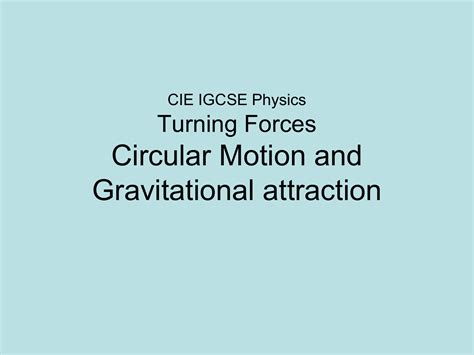 Cie Igcse Physics Circular Motion And