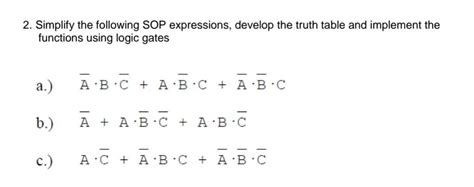 Solved Simplify The Following SOP Expressions Develop Chegg