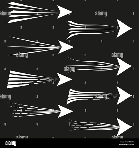 Dynamic White Arrows With Motion Lines On A Black Background Speed And
