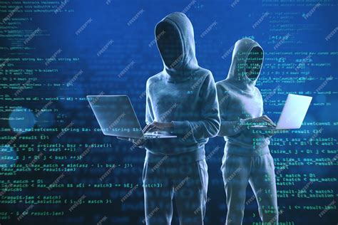 Premium Photo Image Of A Group Of Hackers In Hoodies Standing On