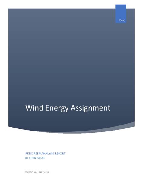 Wind Energy Assignment Retscreen Analysis Report Pdf Internal Rate Of Return Sustainable