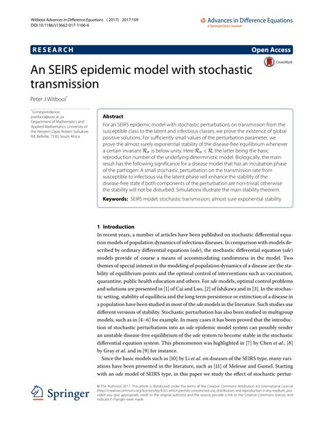 Pdf An Seirs Epidemic Model With Stochastic Transmission