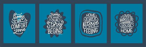 홈에 대한 현대적인 서예 스타일로 손으로 그린 글자 따옴표로 설정합니다 인쇄 및 포스터 디자인슬로건 벡터 건강관리와 의술에 대한