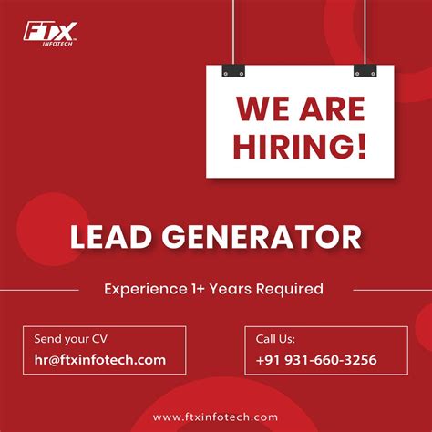 Ftx Infotech On Linkedin Leadgenerator Hiring Jobhunt Jobopening