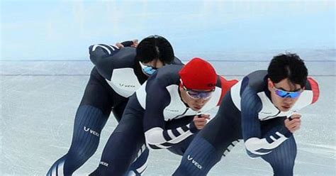 연습 훈련하는 스피드스케이팅 국가대표