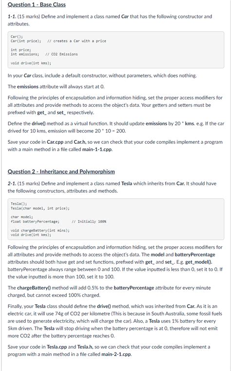 Solved Question 1 Base Class 1 1 15 Marks Define And Chegg