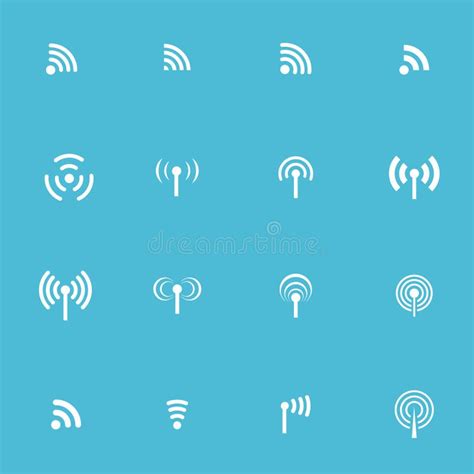 Set Of Sixteen Wireless Icons Stock Illustration Illustration Of Network Media 62742448