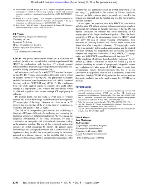 PDF Routine Use Of A V Q SPECT Low Dose CT Hybrid System To Diagnose Pulmonary Embolism Seems