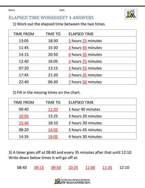 Elapsed Time Worksheets Worksheets Library