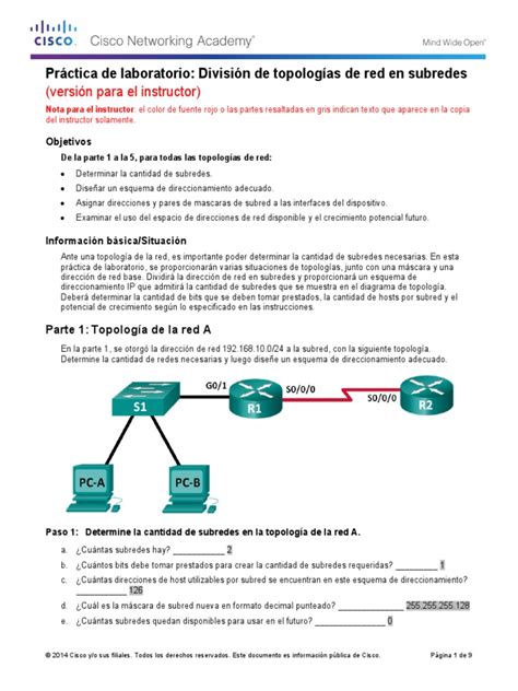 9149 Lab Subnetting Network Topologies Ilm Pdf Dirección Ip Estándares De Internet