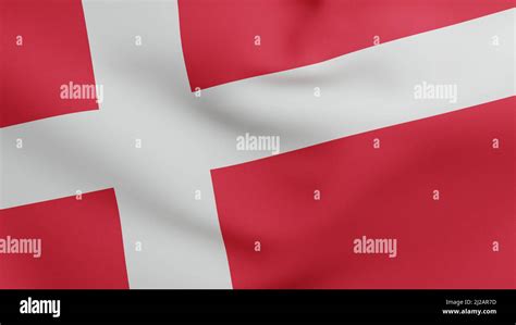 National Flag Of Denmark Waving 3d Render Dannebrog With White