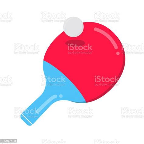 레드 라켓과 테이블 테니스 평면 스타일 디자인 아이콘 표지판 흰색 배경에 고립에 대 한 공 스포츠 게임 탁구의 상징입니다 Championship에 대한 스톡 벡터 아트 및