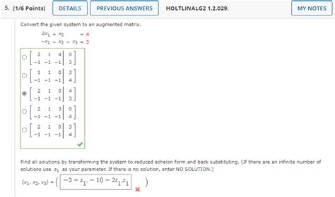 Solved Convert The Given System To An Augmented Matrix Chegg Com
