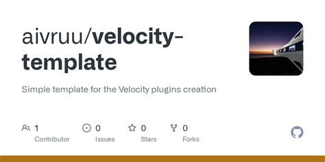 Github Aivruuvelocity Template Simple Template For The Velocity Plugins Creation