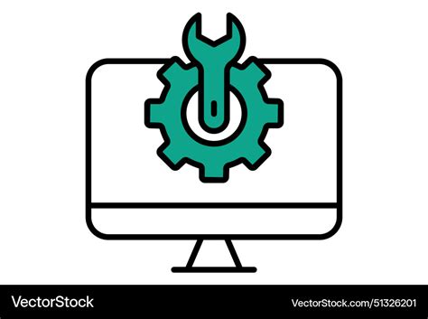 Computer Setting Icon With Gear Royalty Free Vector Image