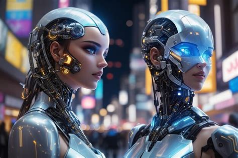 Premium Ai Image Cybernetic Elegance A Stunning Glimpse Into A Future City Where Humans And