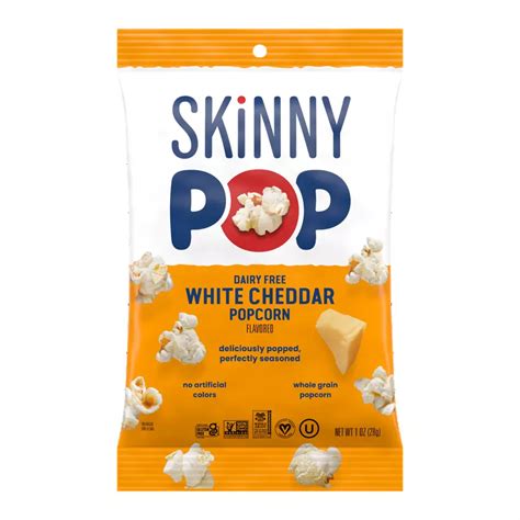 Skinnypop Dairy Free White Cheddar Flavored Popcorn 1 Oz Bag