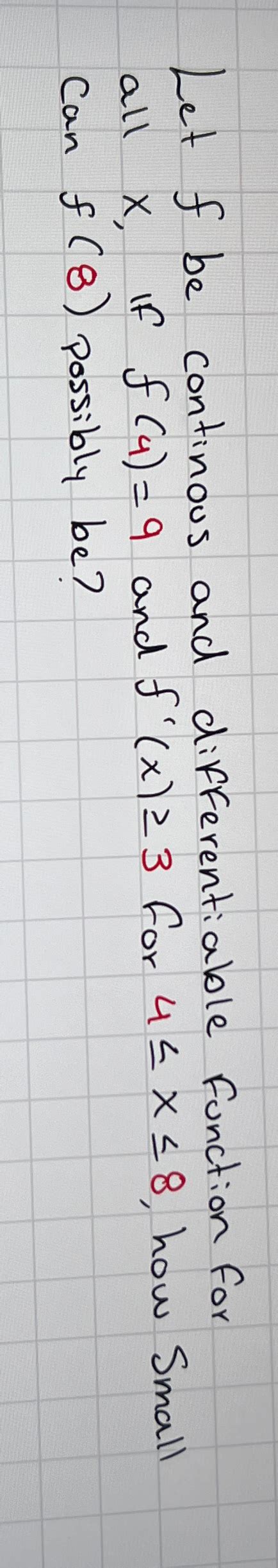 Solved Let F ﻿be Continous And Differentiable Function For