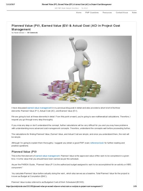 Planned Value Pv Earned Value Ev And Actual Cost Ac In Project Cost Management Product
